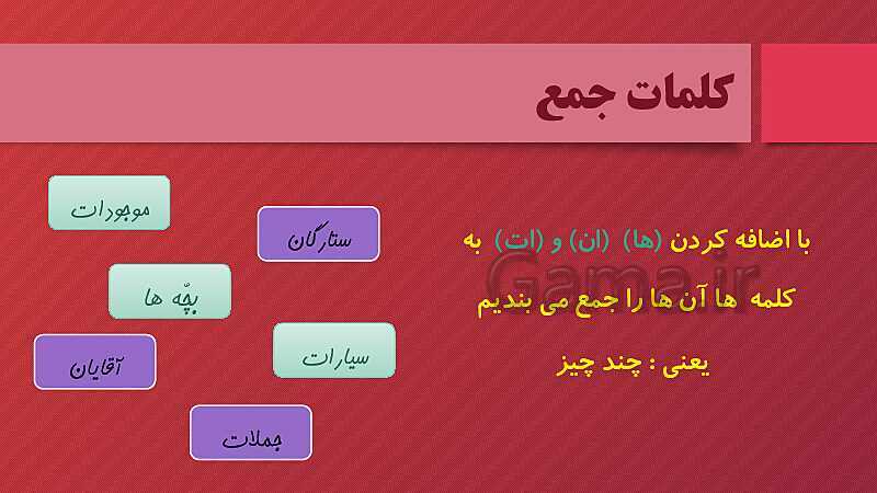پاورپوینت واژه آموزی و گوش کن و بگو فارسی سوم دبستان درس 1 تا 17 گاما